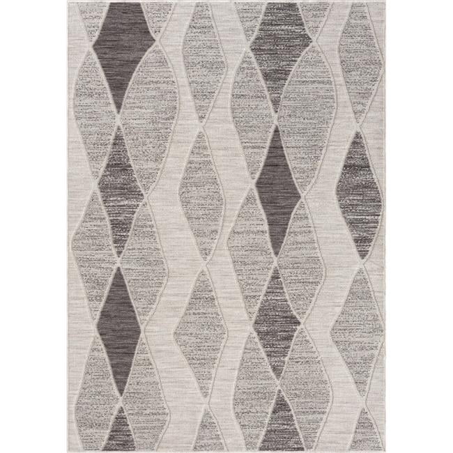 HomeRoots 5 x 7 ft. Gray Geometric Indoor & Outdoor Rectangle Area Rug ...