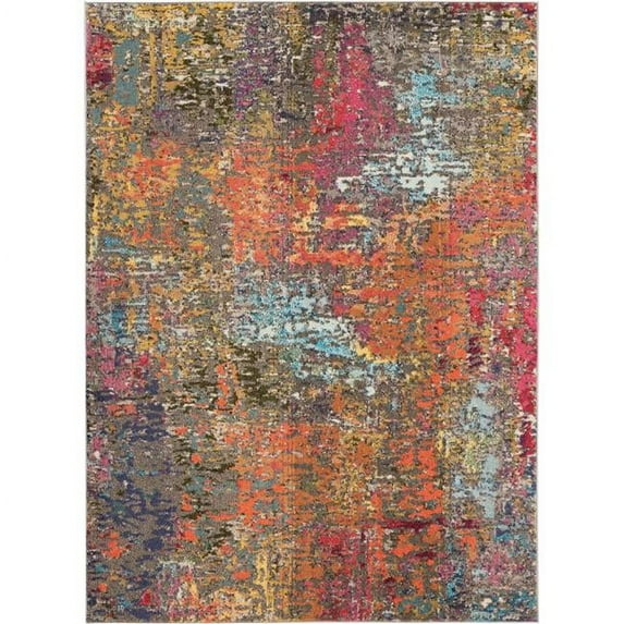HomeRoots 5 x 7 ft. Sunset Abstract Power Loom Non Skid Rectangle Area ...