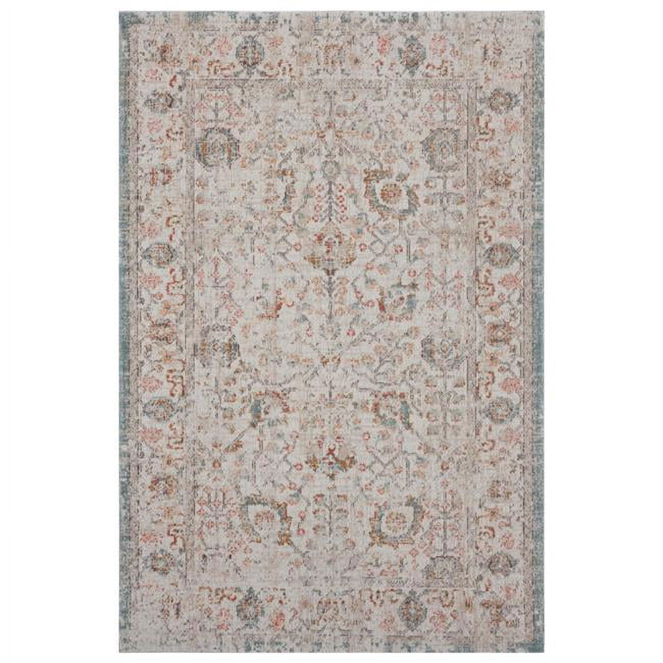 HomeRoots 5 x 8 ft. Beige Floral Stain Resistant Indoor & Outdoor ...