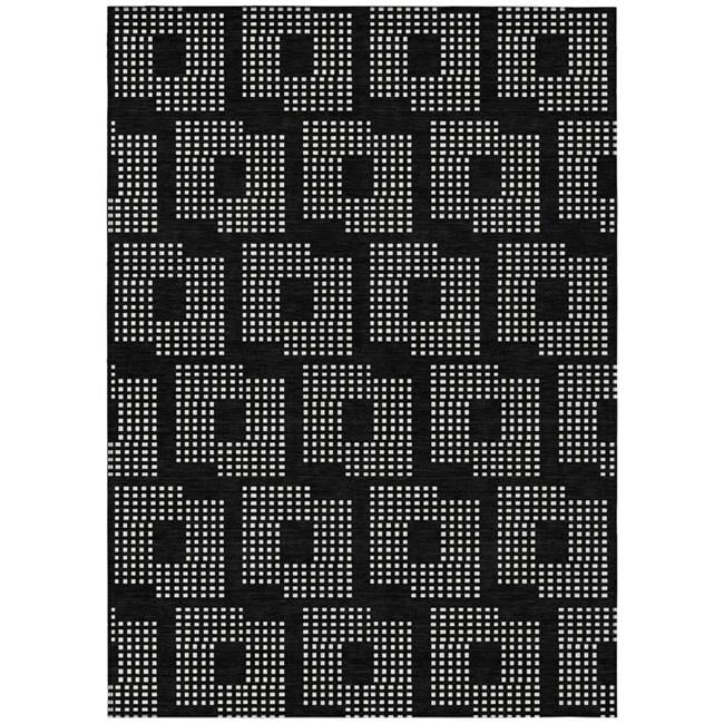 HomeRoots 592516 5 x 8 ft. Black & Ivory Geometric Washable Indoor ...