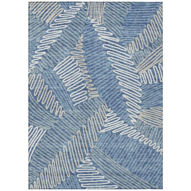 HomeRoots 593933 5 x 8 ft. Blue, Gray & Ivory Floral Washable Indoor ...