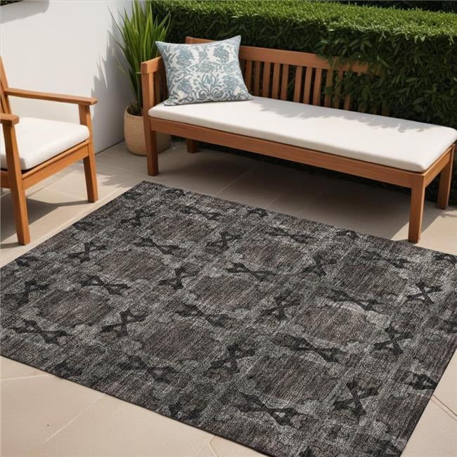 HomeRoots 563425 5 x 8 ft. Gray & Black Floral Medallion Washable Non ...