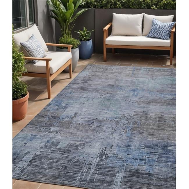 HomeRoots 616233 5 x 8 ft. Gray & Blue Abstract Washable Indoor ...