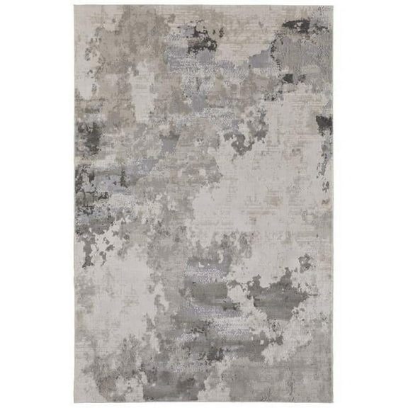 HomeRoots Gray & Ivory Oriental Power Loom Stain Resistant Rectangle ...