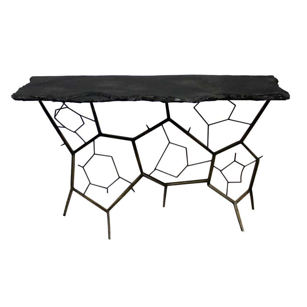 HomeRoots 51" Black Stone Abstract Console Table - Walmart.com
