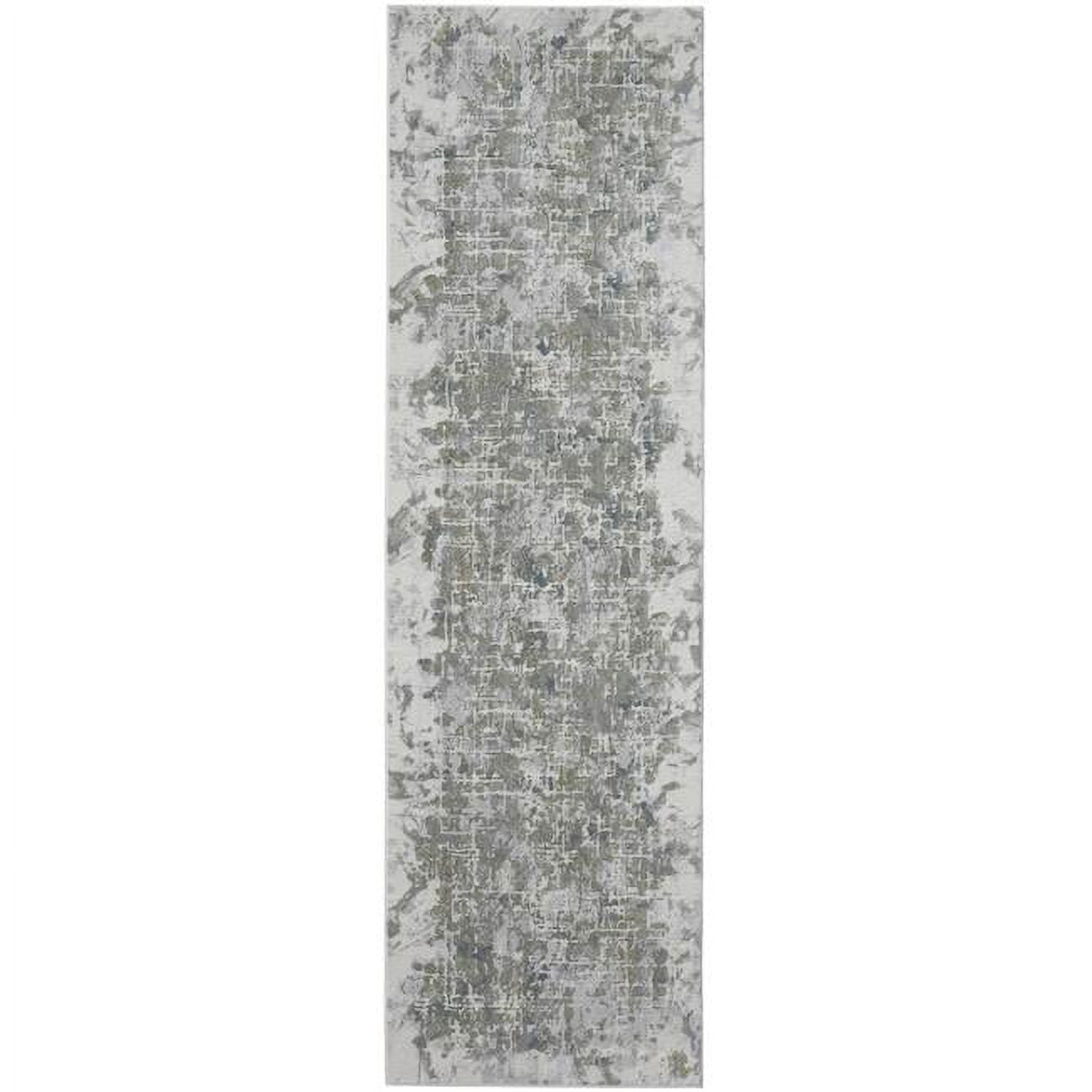HomeRoots 512883 10 ft. Green Gray & Ivory Abstract Distressed Stain ...