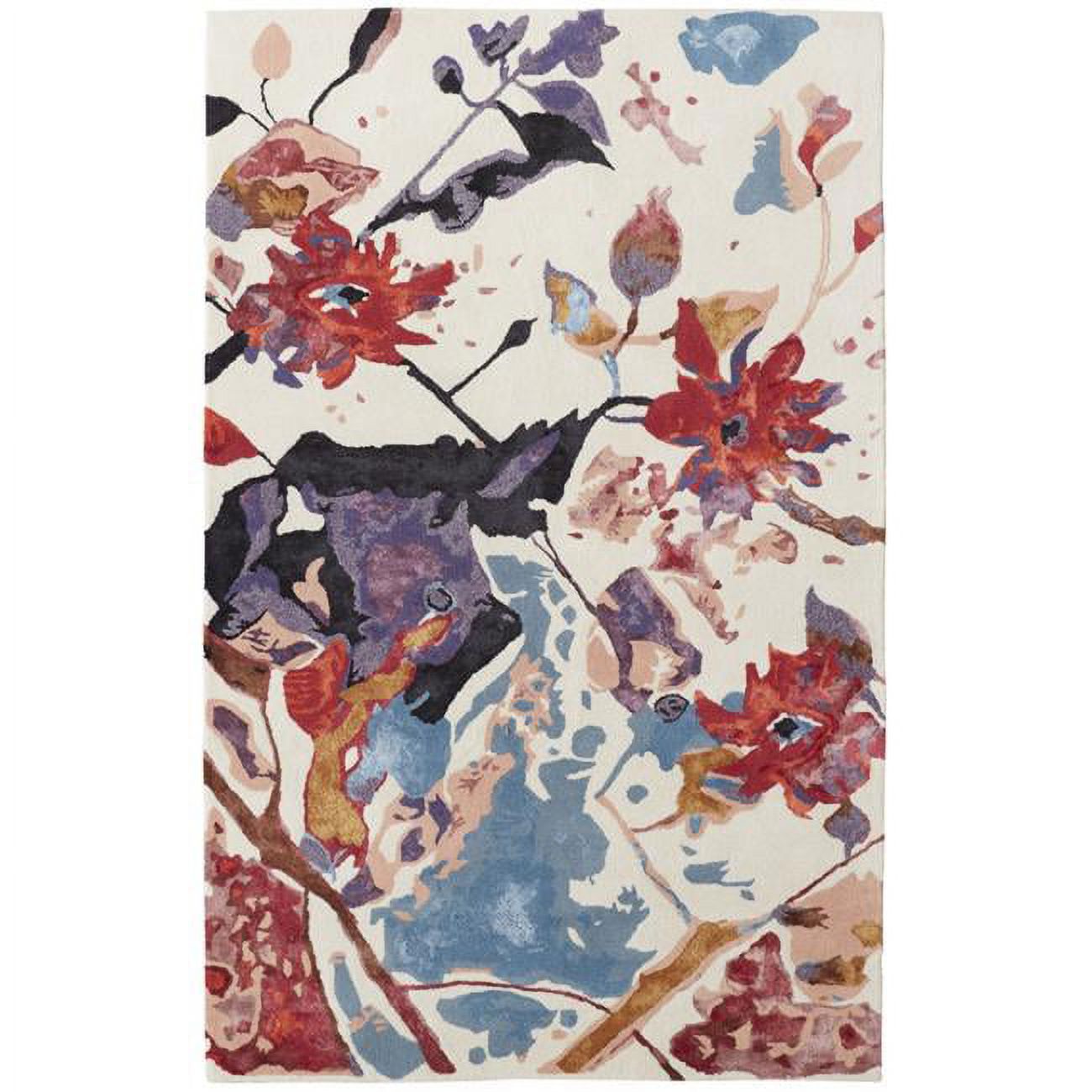 HomeRoots 513369 10 x 14 ft. Red Blue & Purple Floral Hand Tufted ...