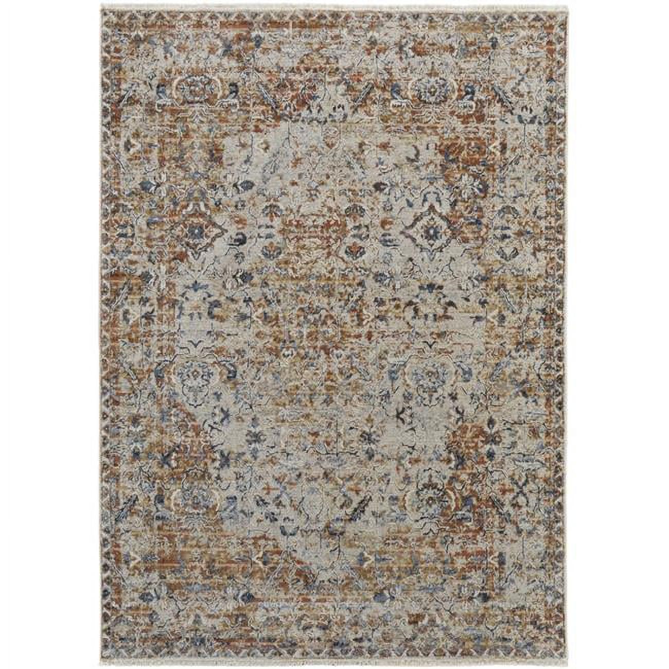 HomeRoots 514020 12 x 15 ft. Tan Ivory & Orange Floral Power Loom ...