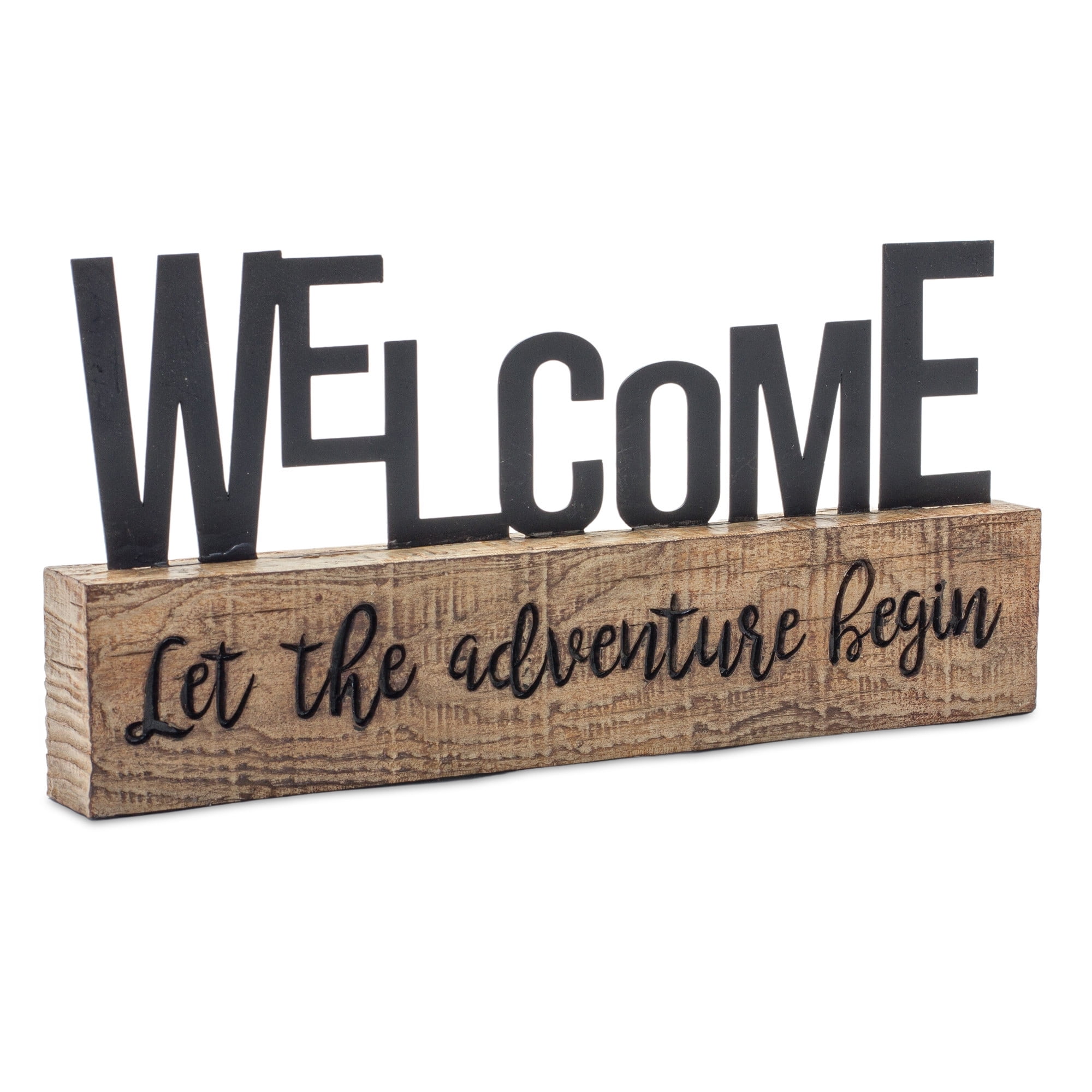 HomeRoots 516403 Black Polyresin Welcome Wall Decor, Set of 2 - Walmart.com
