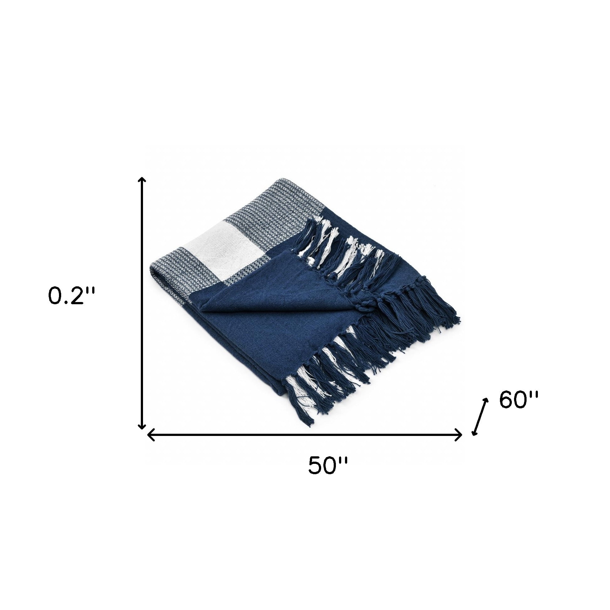 HomeRoots 516569 Woven Cotton Checkered Throw Blanket, Blue & White ...