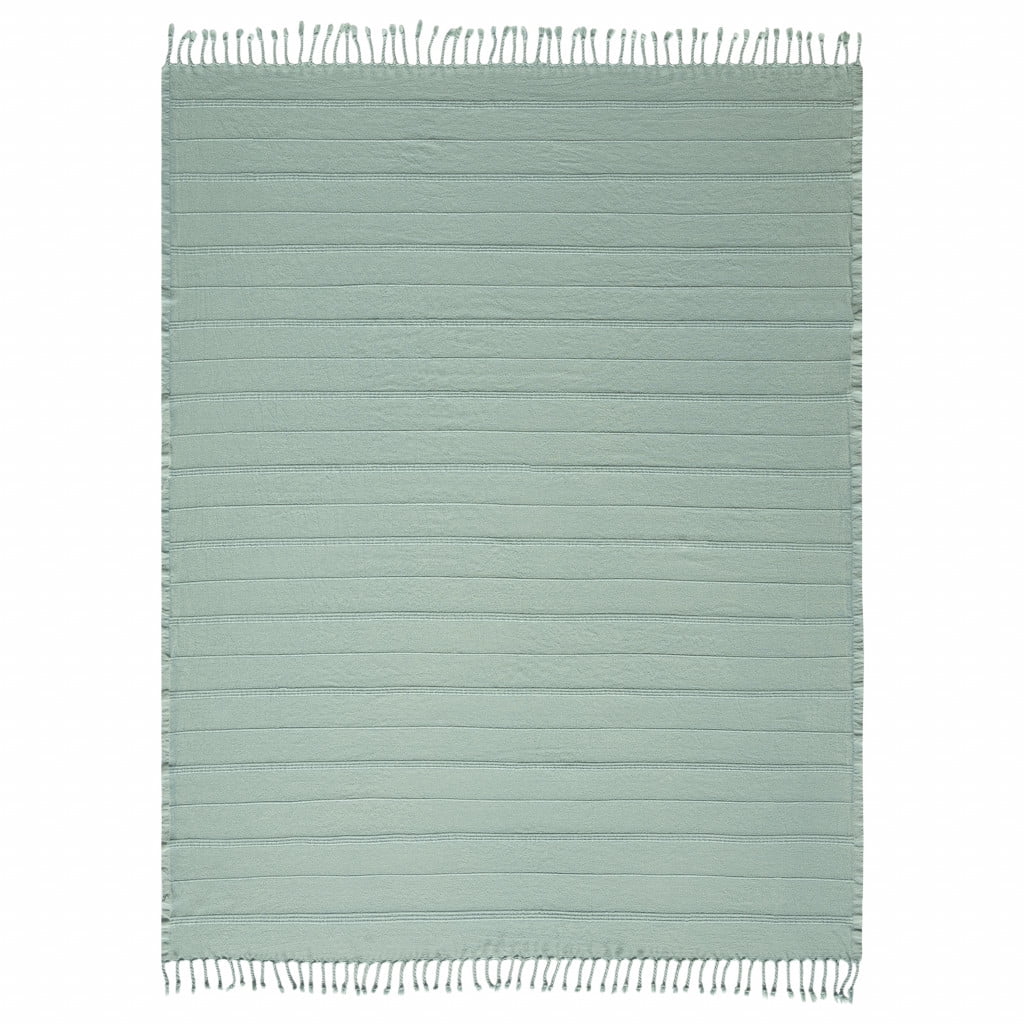 HomeRoots 516613 Woven Cotton Striped Throw Blanket, Green - Walmart.com