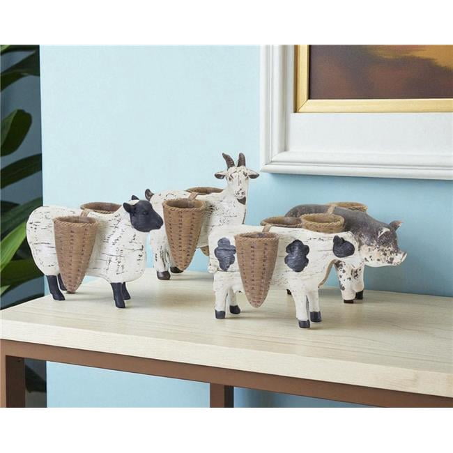 HomeRoots 518117 Black & White Polyresin Farm Animal Figurines with ...