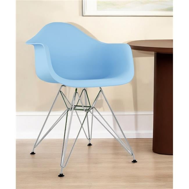 HomeRoots 520271 Light Blue & Silver Heavy Duty Plastic Dining Arm ...