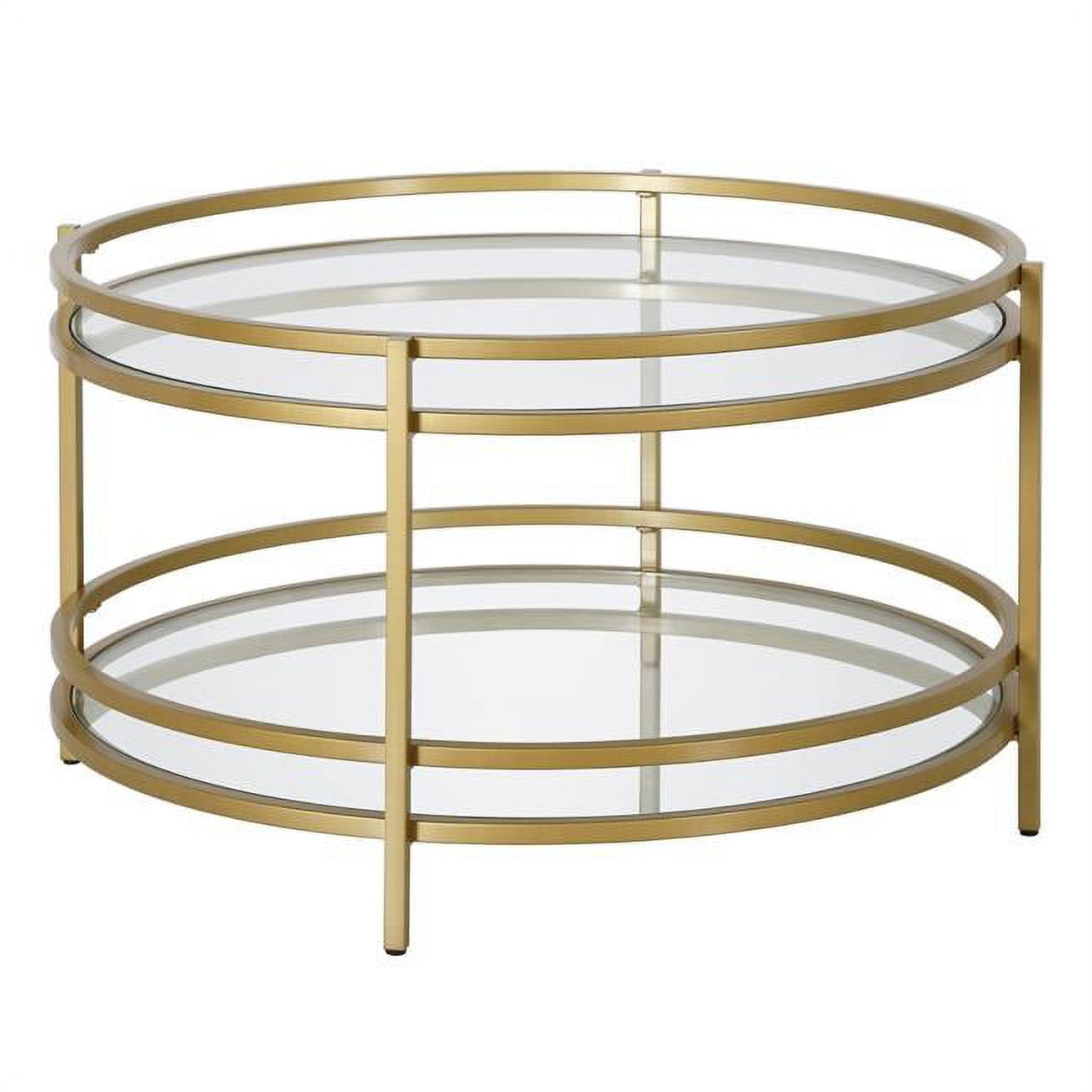 HomeRoots 520905 18 x 32 x 32 in. Gold & Glass Round Coffee Table with ...