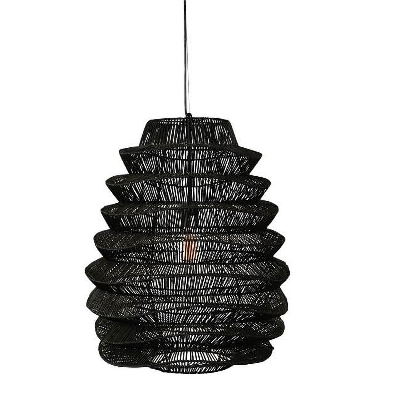 HomeRoots 522836 Single Rattan Dimmable Ceiling Light with Black Shades ...