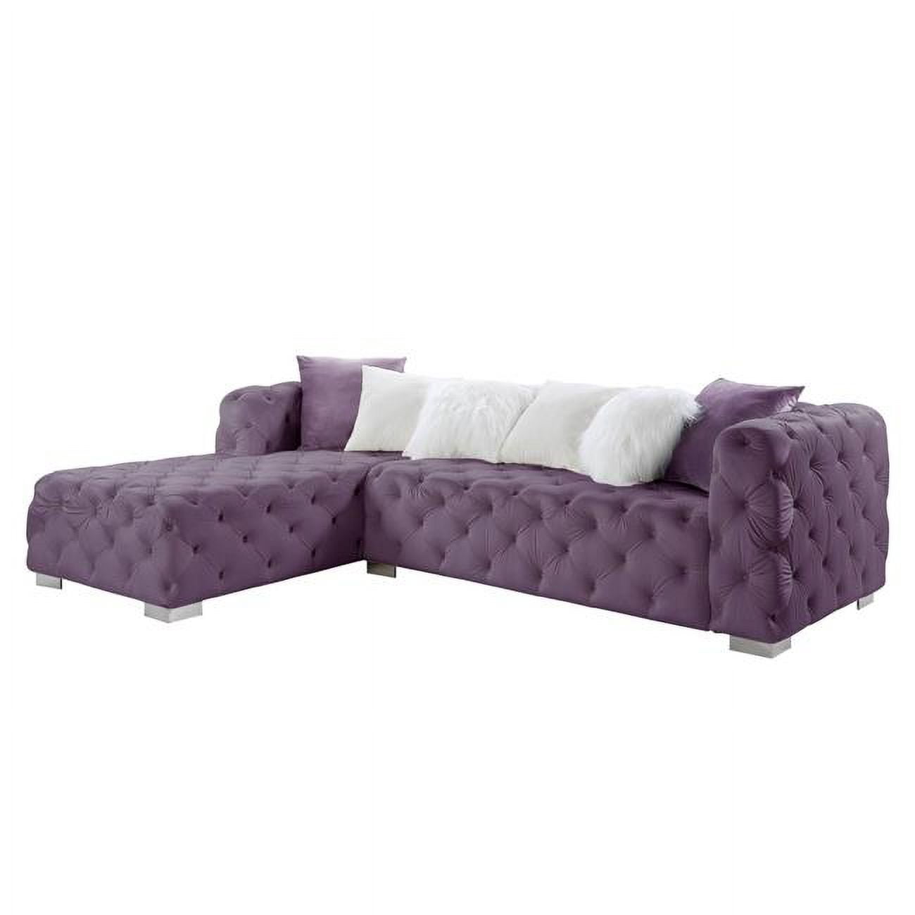HomeRoots 524219 31 in. Purple Velvet L Shaped Seating Component ...