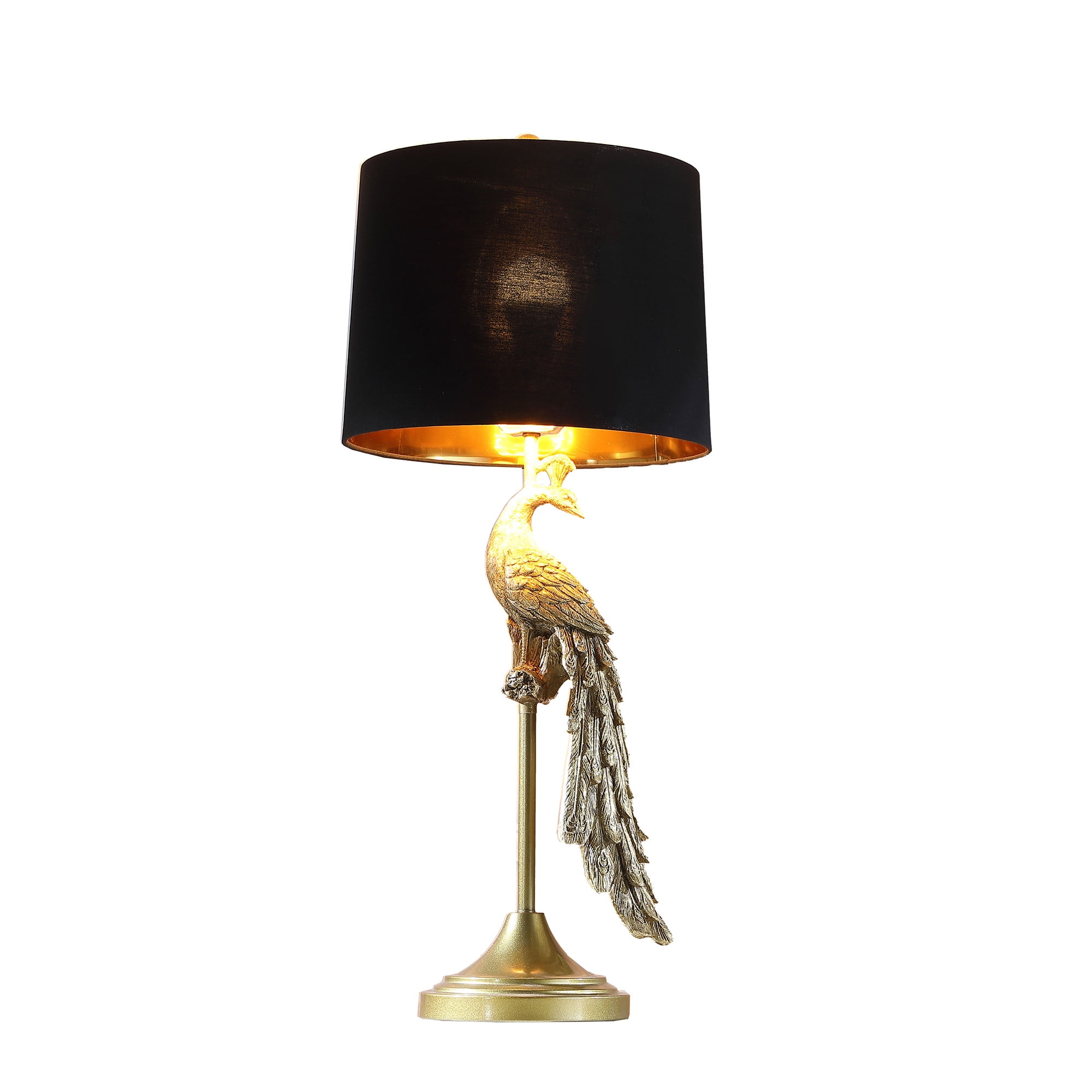 HomeRoots Gold Peacock Sculpture Table Lamp, 29" H x 12" W x 12" D ...