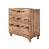 HomeRoots 524589 36 in. Solid Wood Three Drawer Chest, Natural ...