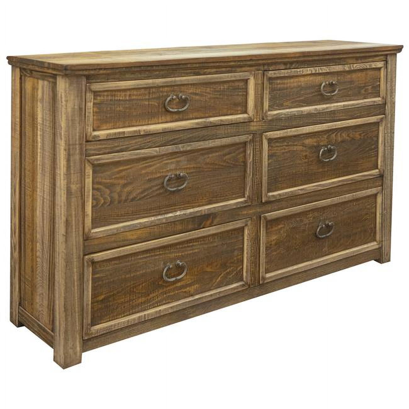 HomeRoots 524600 67 in. Natural Solid Wood Six Drawer Double Dresser ...
