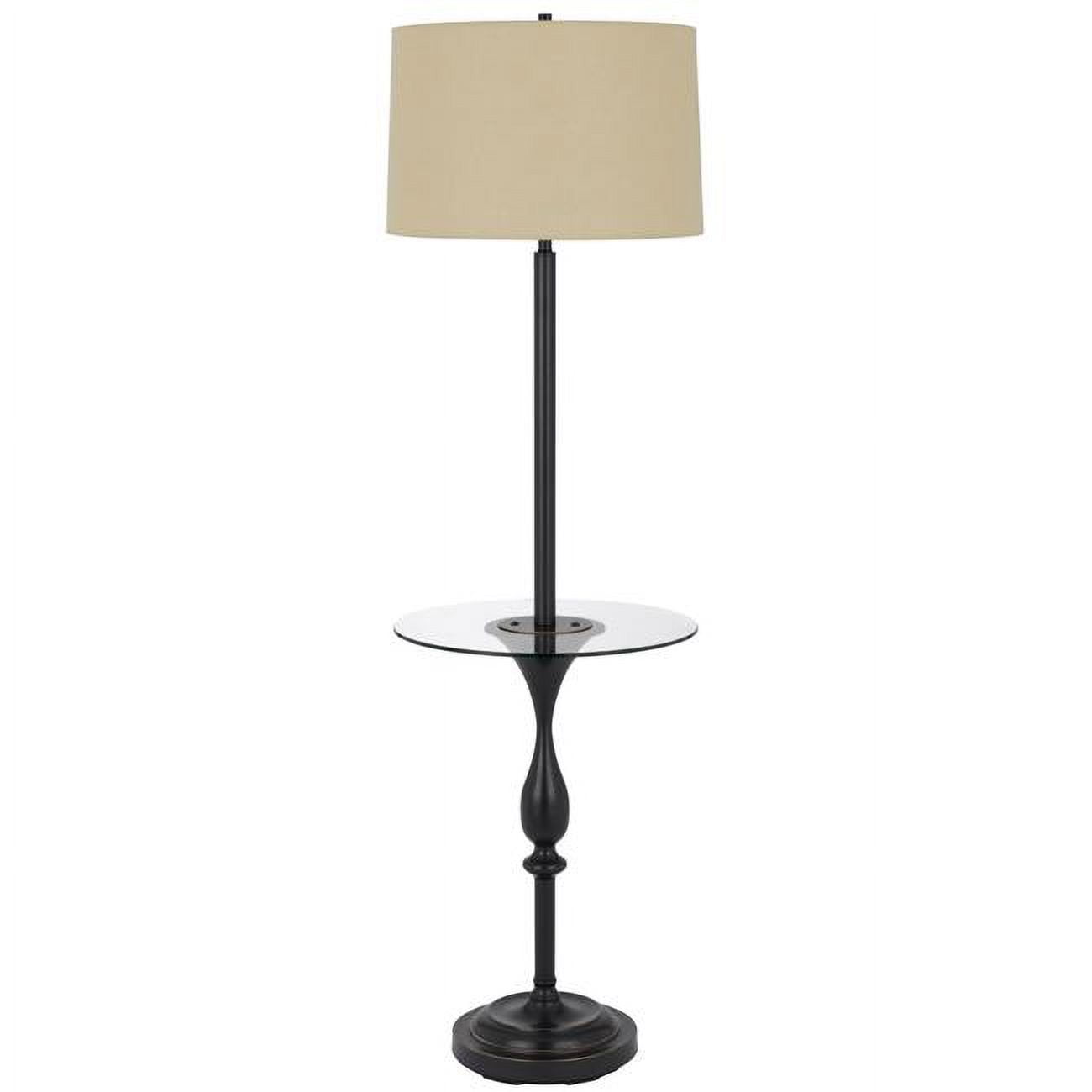 HomeRoots 526310 61 in. Bronze Tray Table Floor Lamp with Tan ...