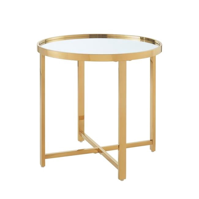 HomeRoots 528628 22 in. Gold Glass Round Mirrored End Table - Walmart.com