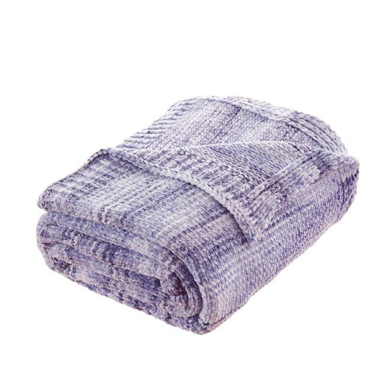 HomeRoots 531368 0.5 x 50 x 60 in. Purple Knitted Polyester Striped ...