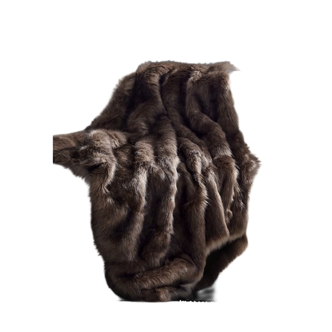 HomeRoots 531402 Knitted Acrylic Animal Print Throw Blanket, Brown ...