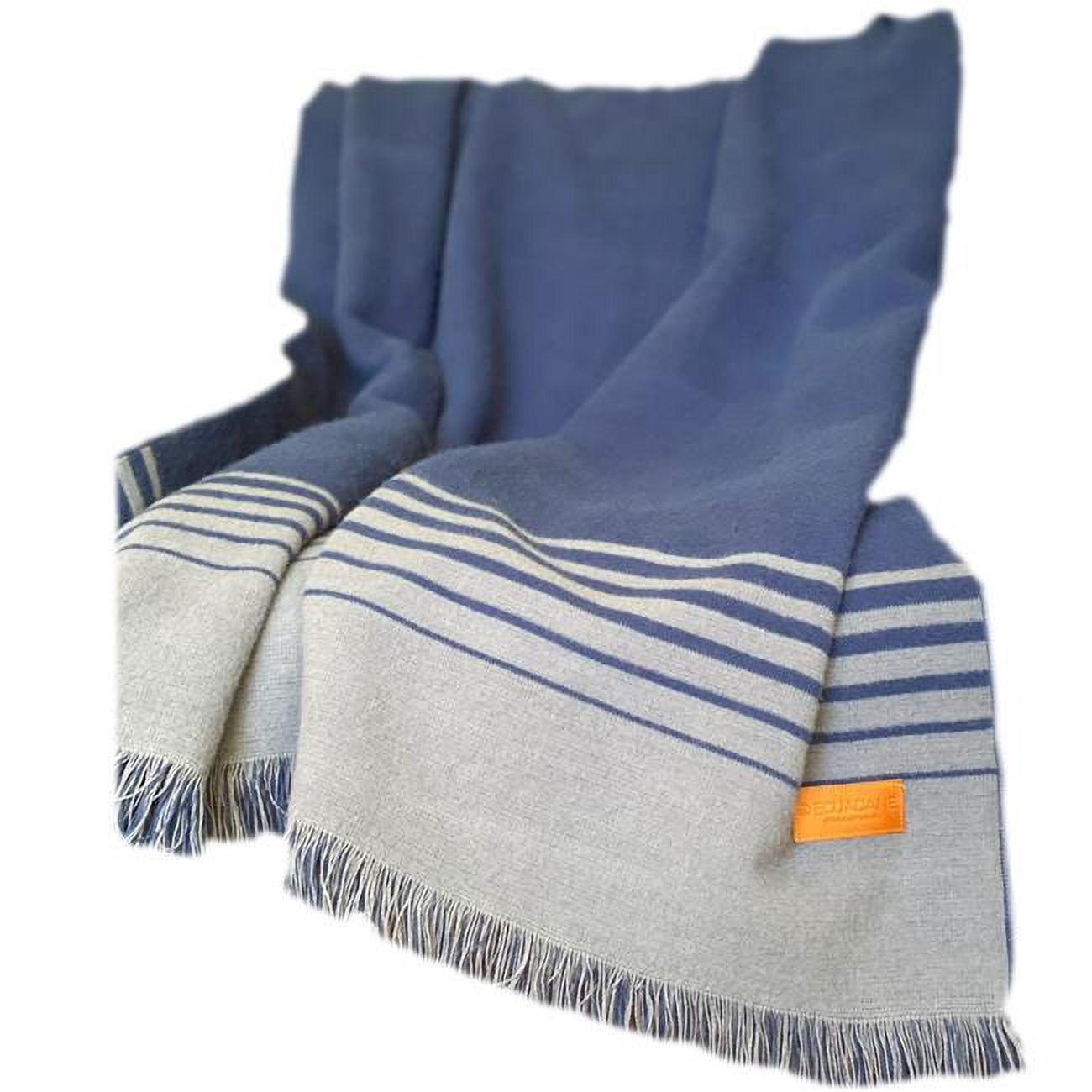 HomeRoots 534361 Blue & Gray Woven Microfiber Striped Throw Blanket ...