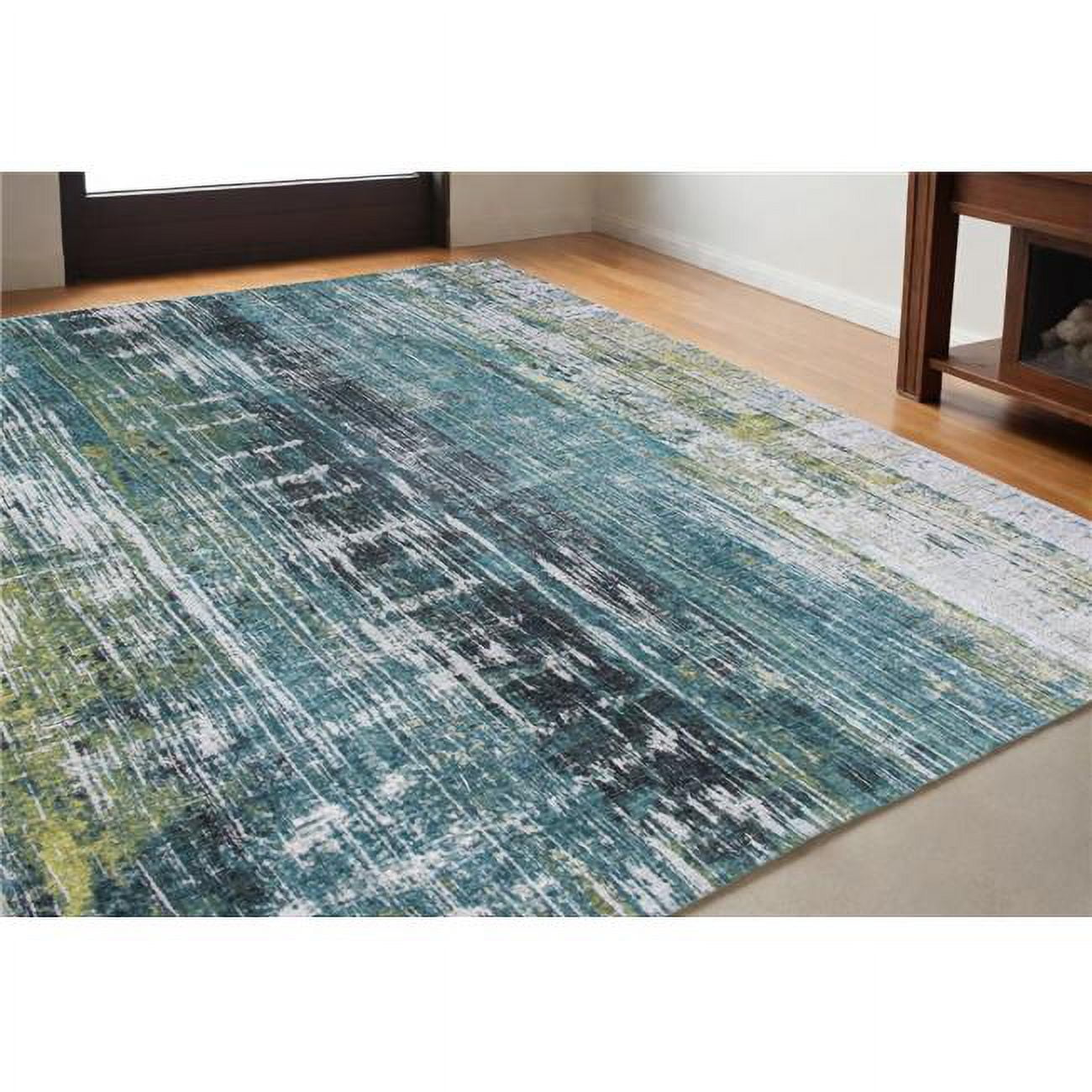 HomeRoots 548620 5 x 7 ft. Blue & Green Abstract Non Skid Rectangle ...