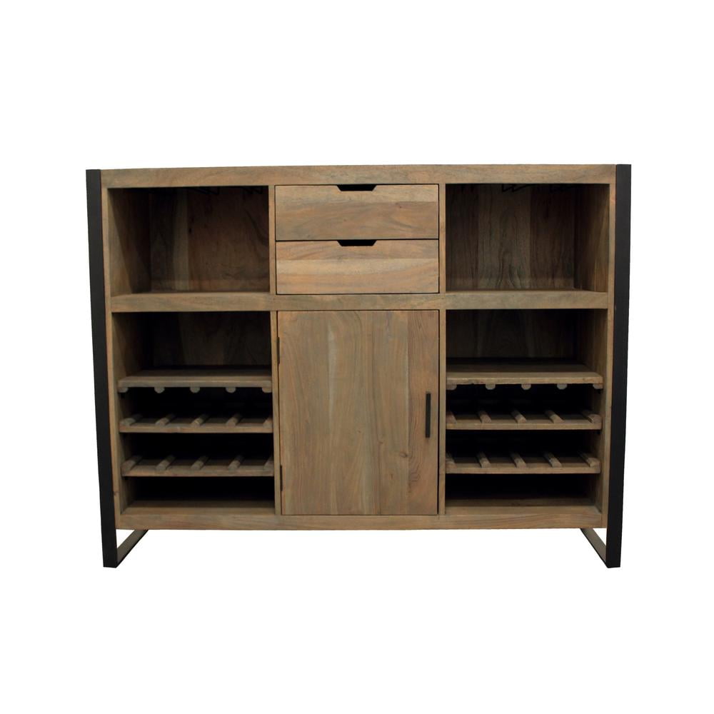 HomeRoots 55" Gray and Black Solid Wood Sled Console Table With Storage ...