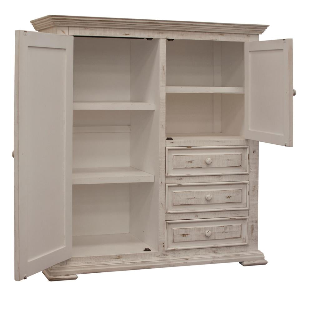 HomeRoots 524565 55 in. Solid Wood Three Drawer Gentlemans Chest, White ...