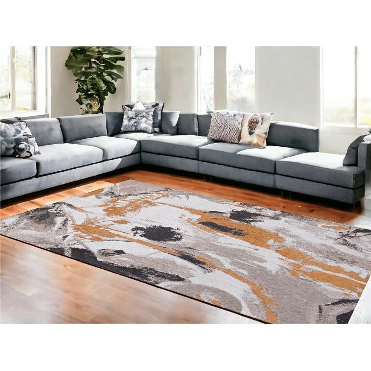 HomeRoots 551871 6 x 8 ft. Gray & White Abstract Non Skid Rectangle ...