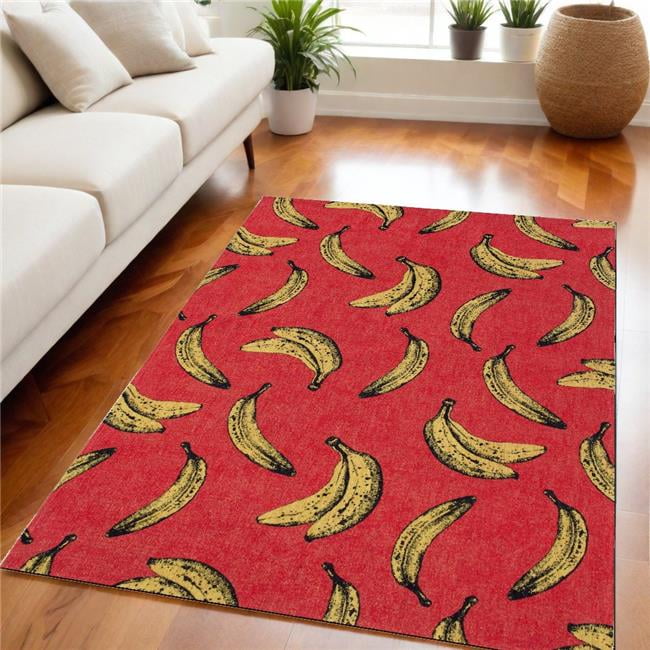 HomeRoots 552049 5 x 7 ft. Red & Yellow Abstract Non Skid Rectangle ...