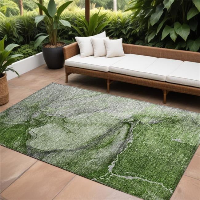 HomeRoots 560590 10 x 14 ft. Olive Green Abstract Washable Non Skid ...