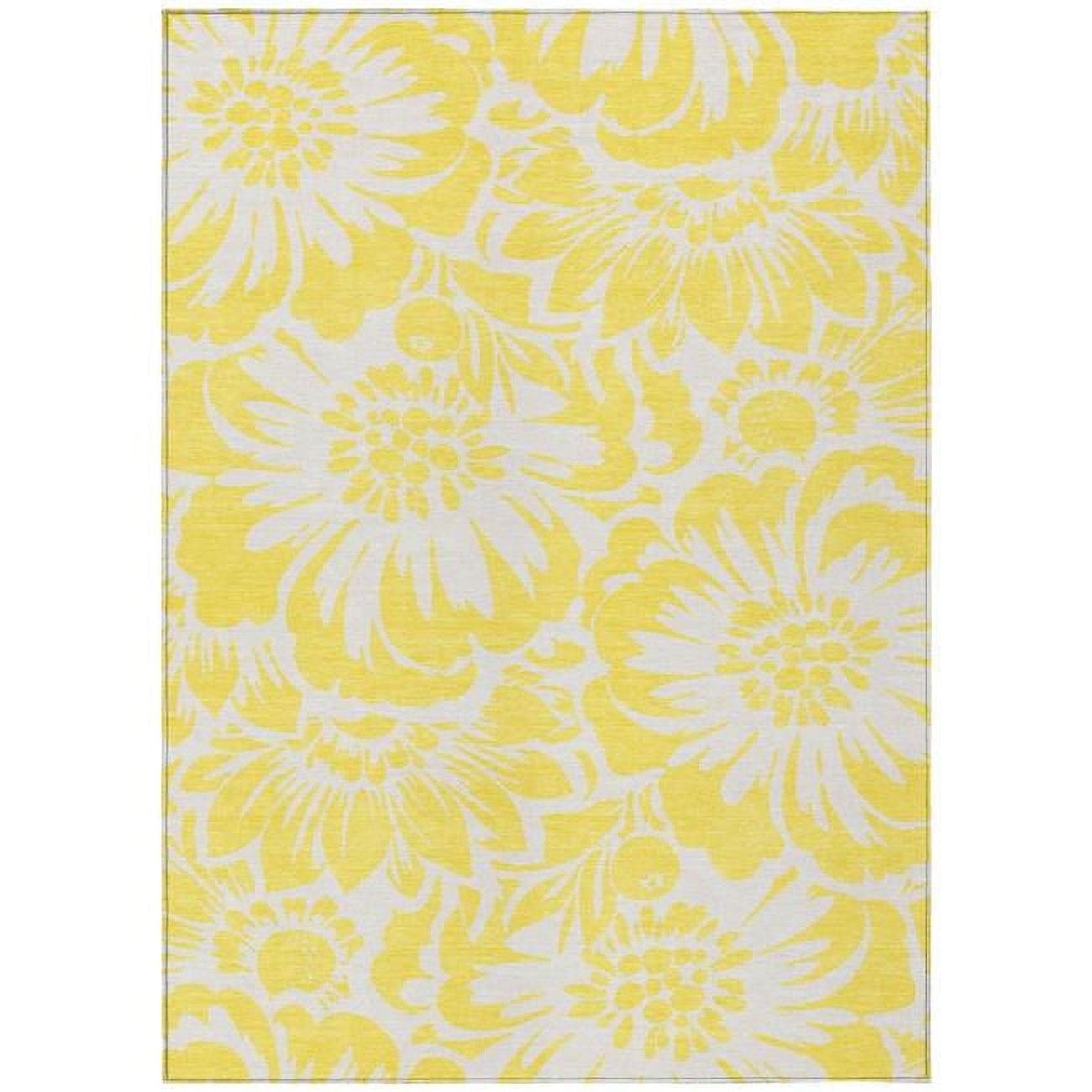 HomeRoots 562554 3 x 5 ft. Yellow & Ivory Floral Washable Non Skid ...