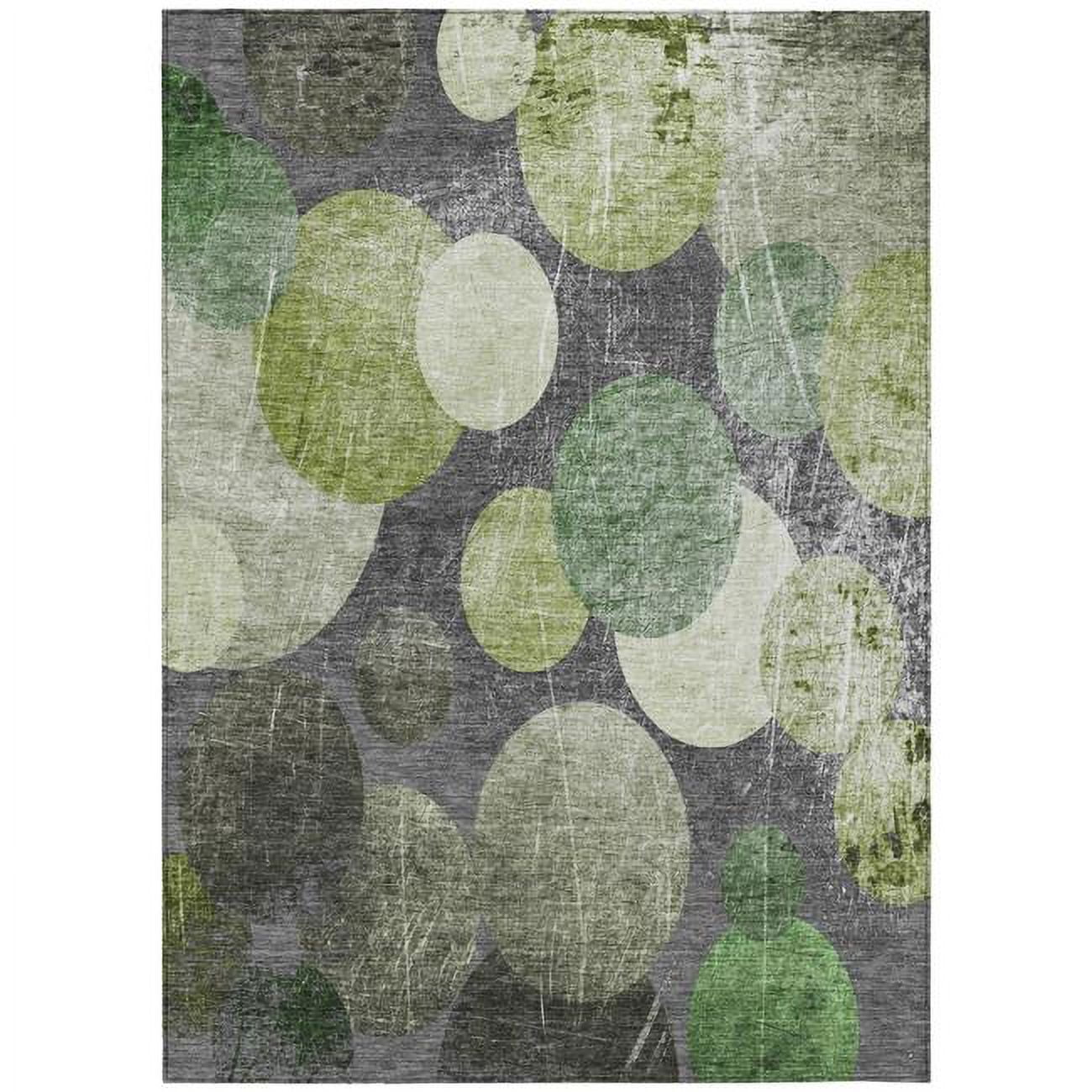 HomeRoots 10 x 14 ft. Green & Gray Abstract Washable Non Skid Indoor ...