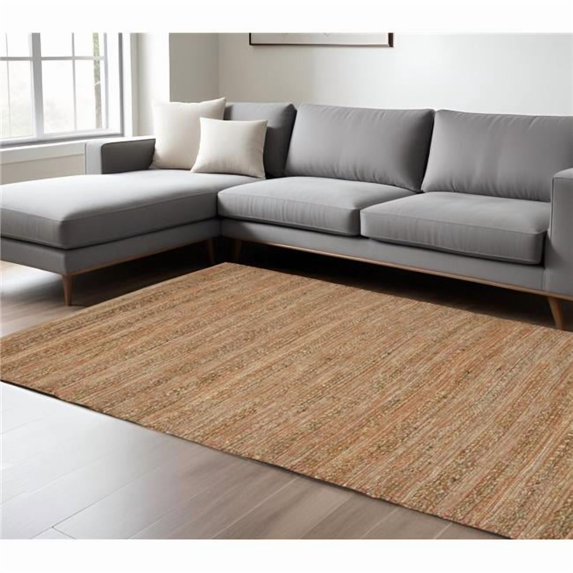 HomeRoots 570454 8 x 10 ft. Brown & Brick Red Jute Striped Flatweave ...