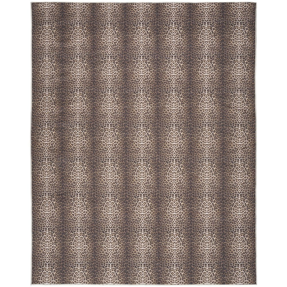 HomeRoots 6' X 9' Brown And Ivory Leopard Print Power Loom Washable Non ...