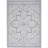 6' x 9' Ivory and Blue Oriental Power Loom Washable Area Rug - Walmart.com