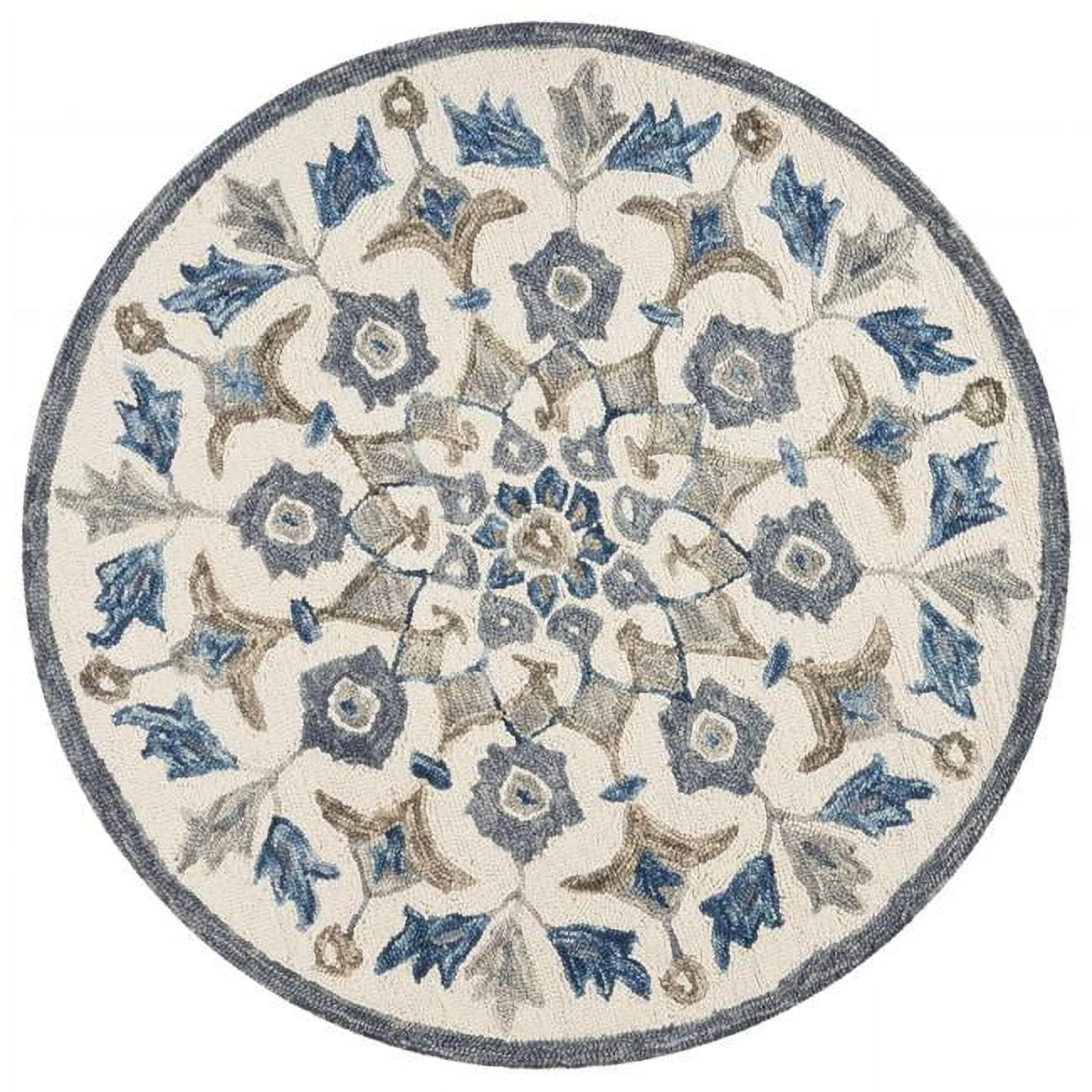 HomeRoots 6 ft. Round Blue Floral Oasis Area Rug - Blue - 6' - Walmart.com