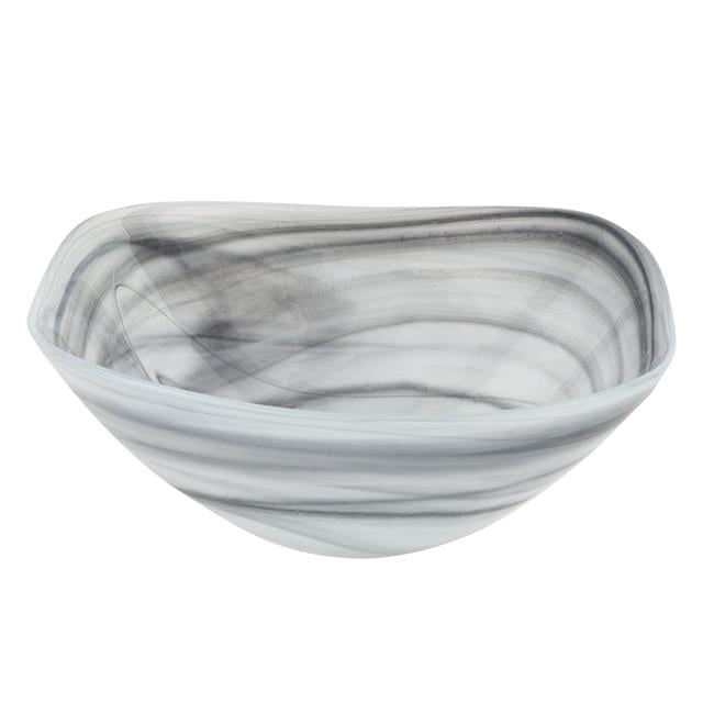 HomeRoots 476265 6 in. Gray & White Alabaster Glass Square Candy or Nut ...