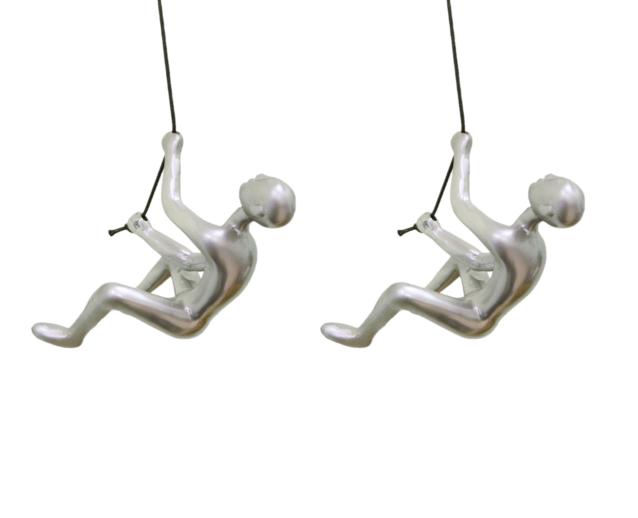 HomeRoots 6 x 3 x 3 in. Silver Unique Climbing Man with Rope Wall Art ...