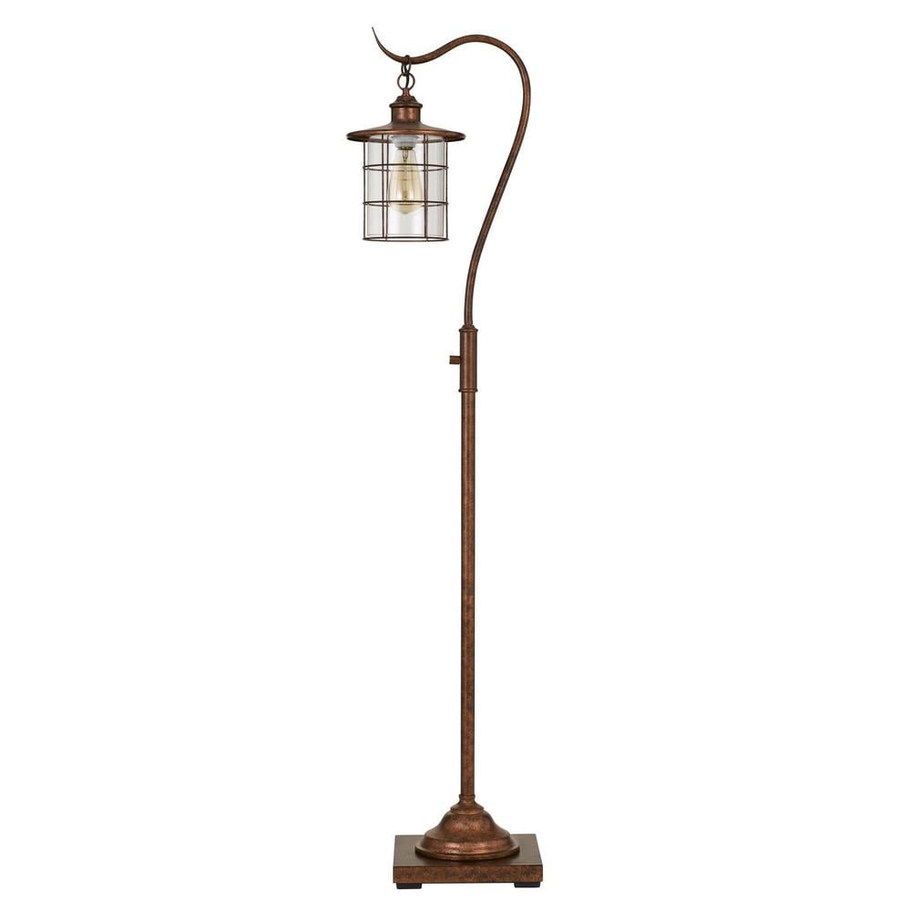 60" Rusted Traditional Shaped Floor Lamp With Rust Transparent Glass ...