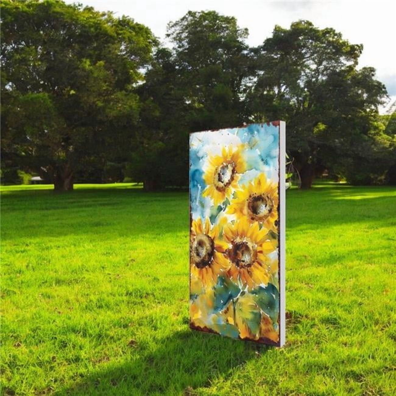 HomeRoots 634711 30 in. Yellow Brown & Blue Solid Wood Sunflowers ...