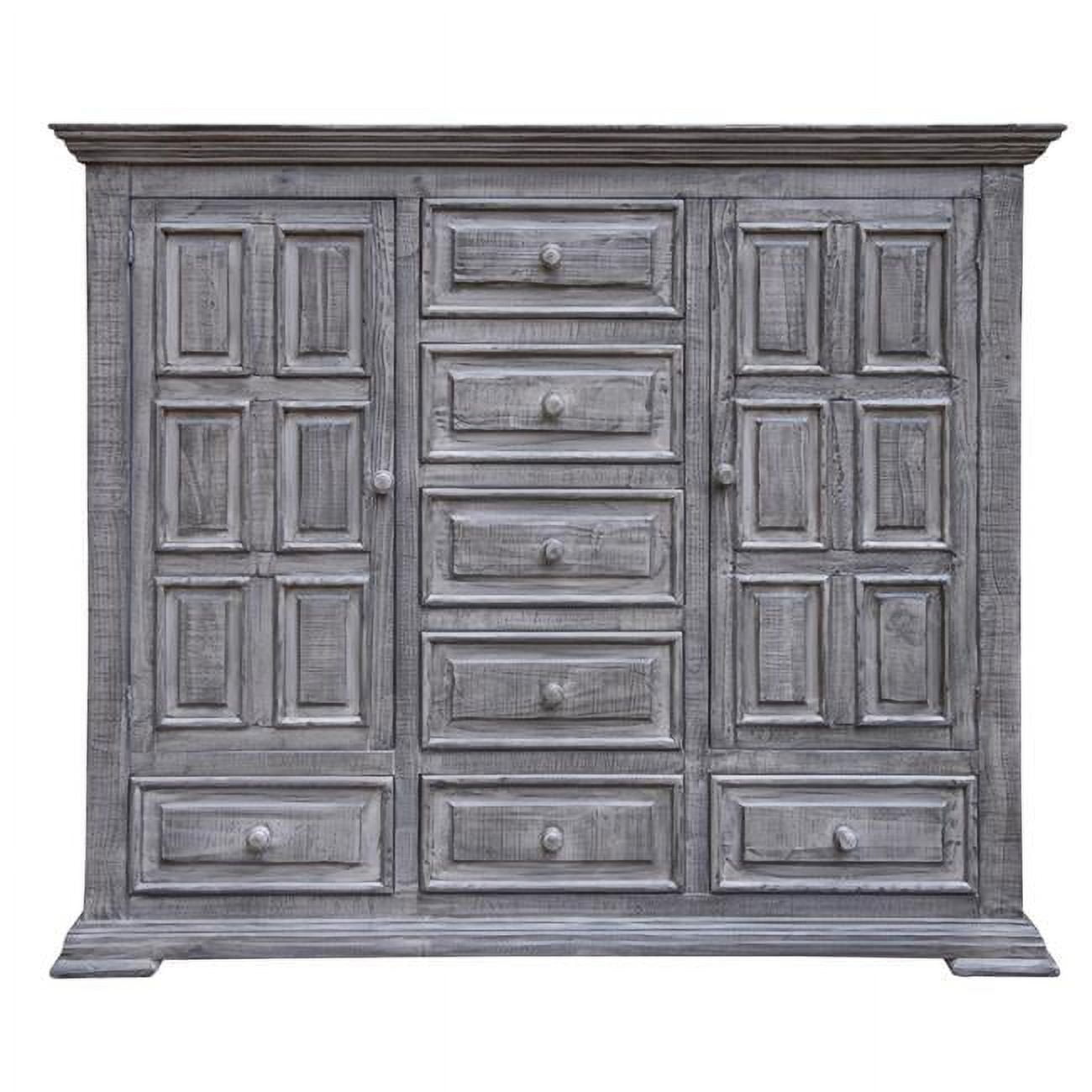 HomeRoots 64" Gray Solid Wood Seven Drawer Gentlemans Chest - Walmart.com