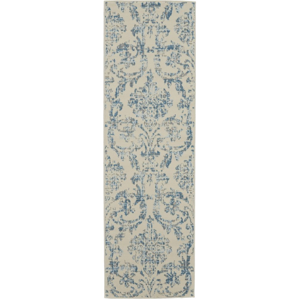 HomeRoots 7' Cream Damask Power Loom Runner Rug - Walmart.com