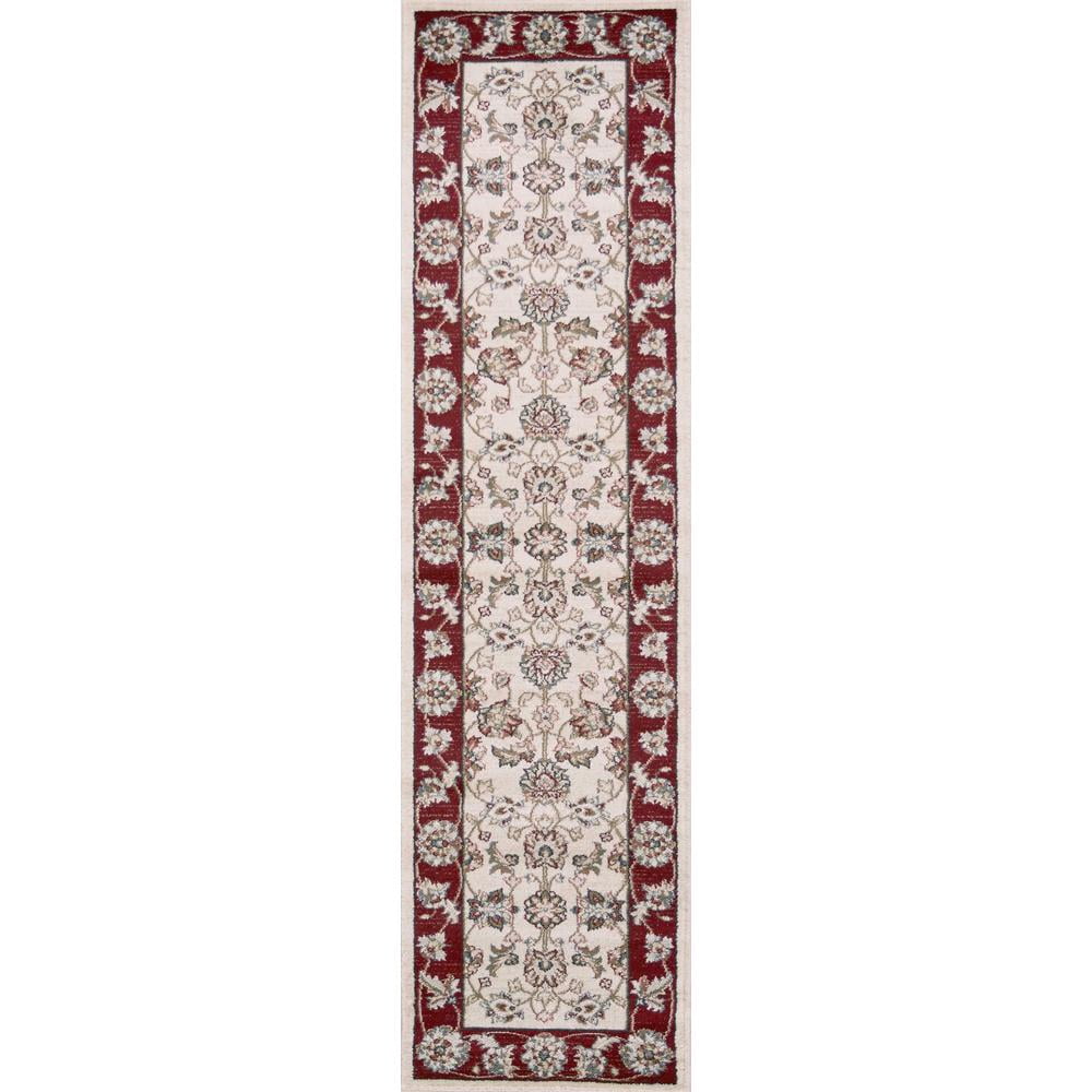 HomeRoots 353445 2 ft. x 7 ft. 7 in. Runner Polypropylene Ivory & Red ...