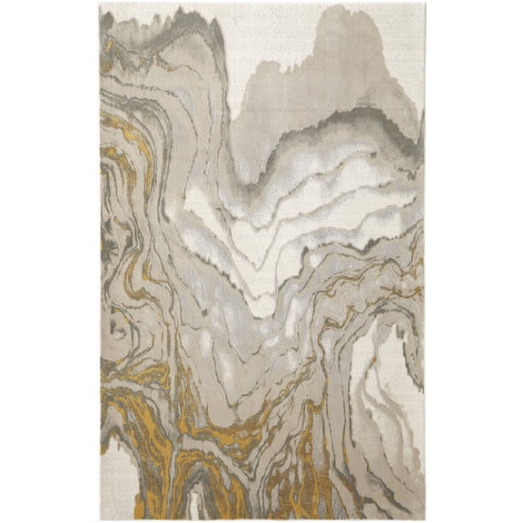 7' X 10' Ivory Gray and Black Abstract Power Loom Area Rug - Walmart.com