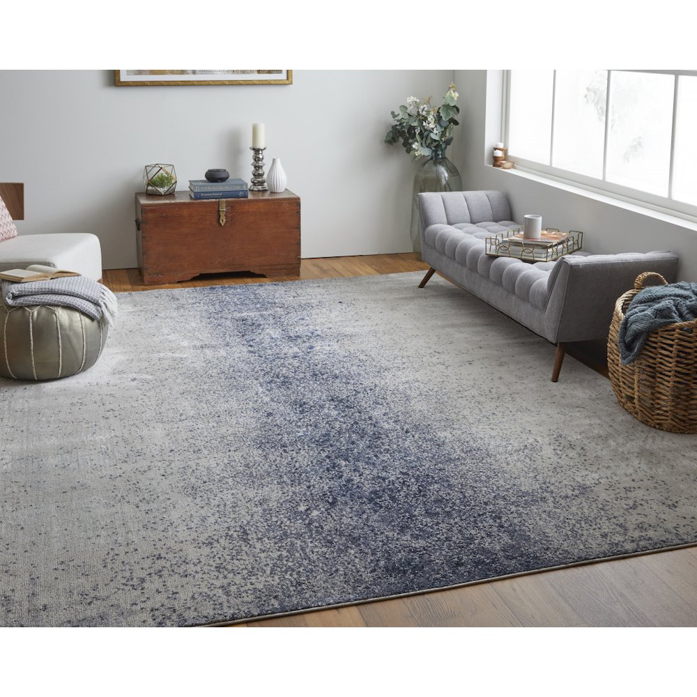 HomeRoots 7' X 10' Ivory And Blue Abstract Power Loom Area Rug ...