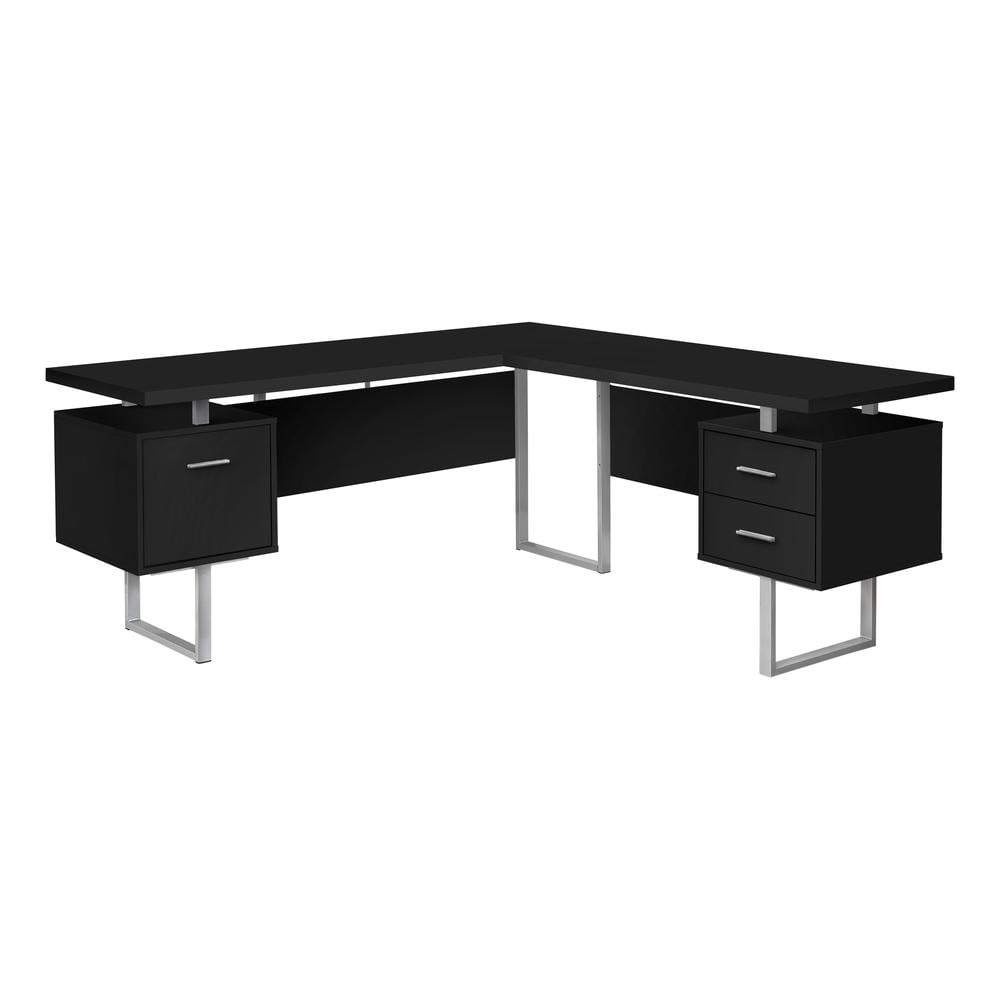 HomeRoots 71" Black And Gray L Shape Computer Desk - Walmart.com